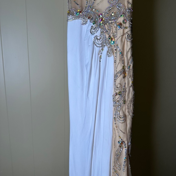 Cache | Dresses | Nude And White Jewel Encrusted Prom Or Gala Gown ...